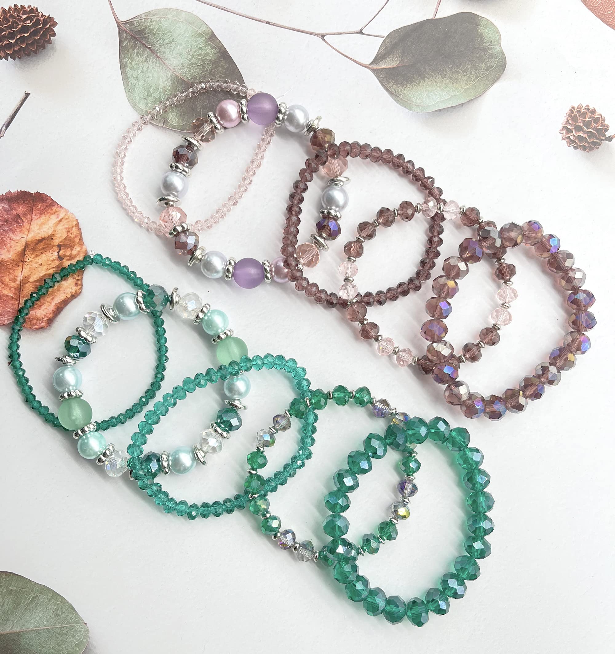 WAINIS Beaded Boho Stretch Bracelet Colorful Stackable Crystal Beads Bracelets Trendy Costume Jewelry Mothers Day Gifts for Women