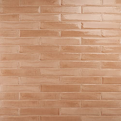 Tint Terracotta 2.95 in. x 15.74 in. Polished Porcelain Wall Tile (14.2 Sq. Ft. / Case)