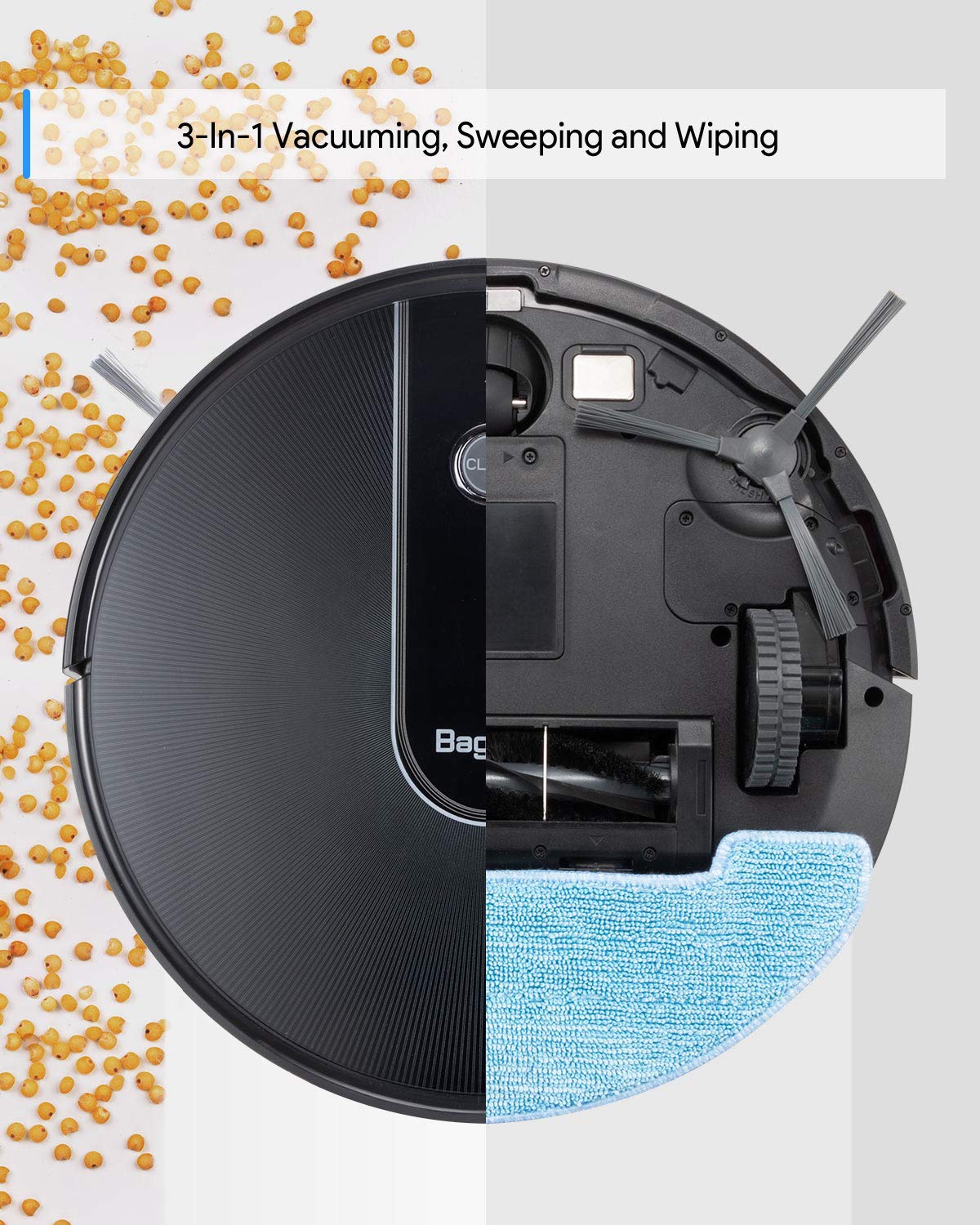 Robot Vacuum - 1600PA Wi-Fi Connected APP Schedule Cleaning Robotic Vacuum Cleaner , Striped Panel, 2.7" Super-Slim, Boundary Strips Included, Ideal for Pet Hair, Hard Floors, Carpets