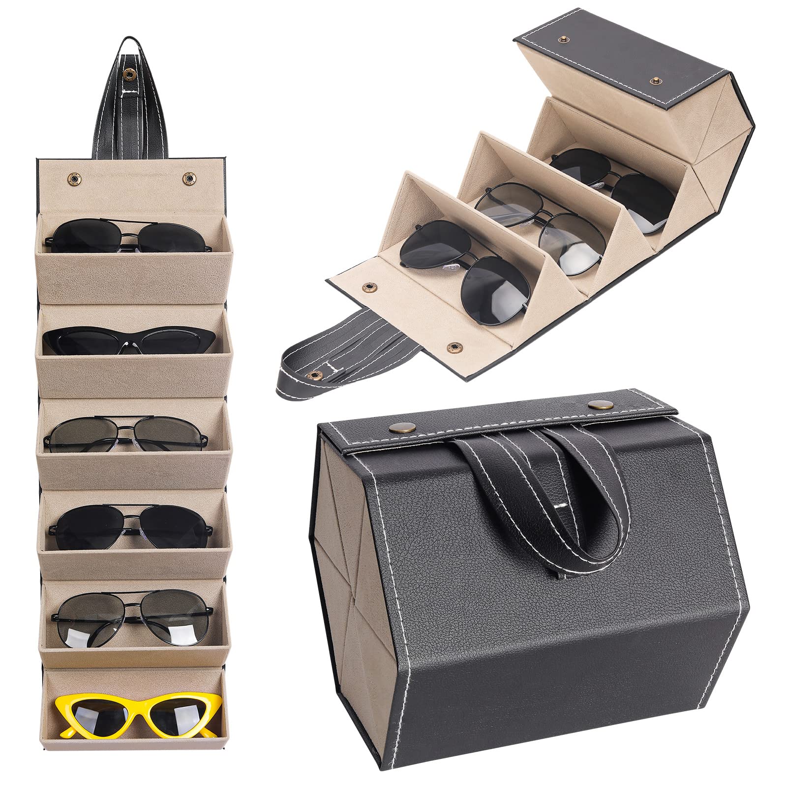 ZPXTI Sunglasses Organizer Case for Men Women,Travel Eyeglass Cases with 2 Slots Holder Storage for Multiple Glasses Cases(Brown)…