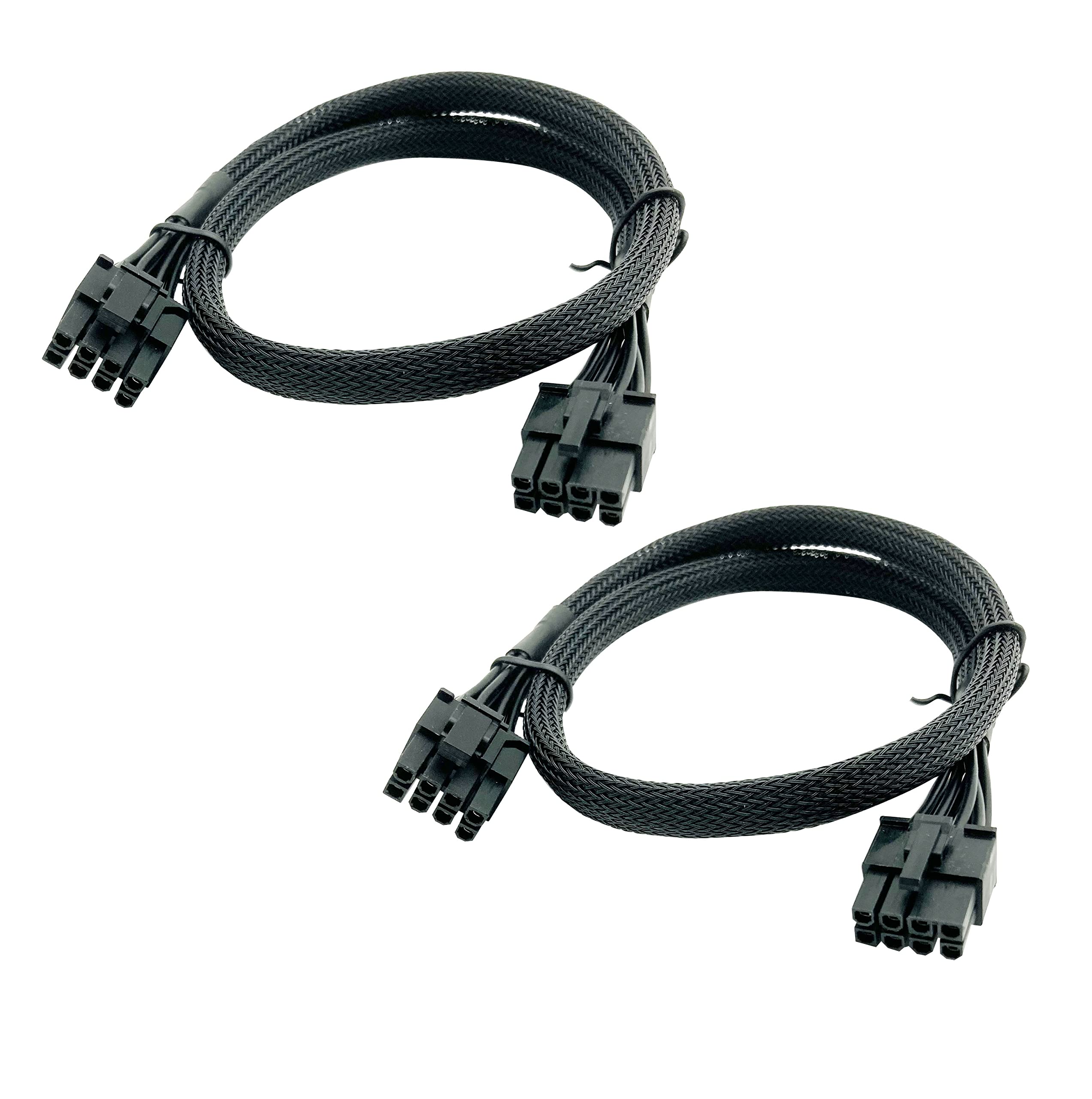 YOUKITTY 8-pin Male to 8-pin (6+2) Male Power Adapter Sleeve Cable for Modular Power Supply 24" (2-Pack)