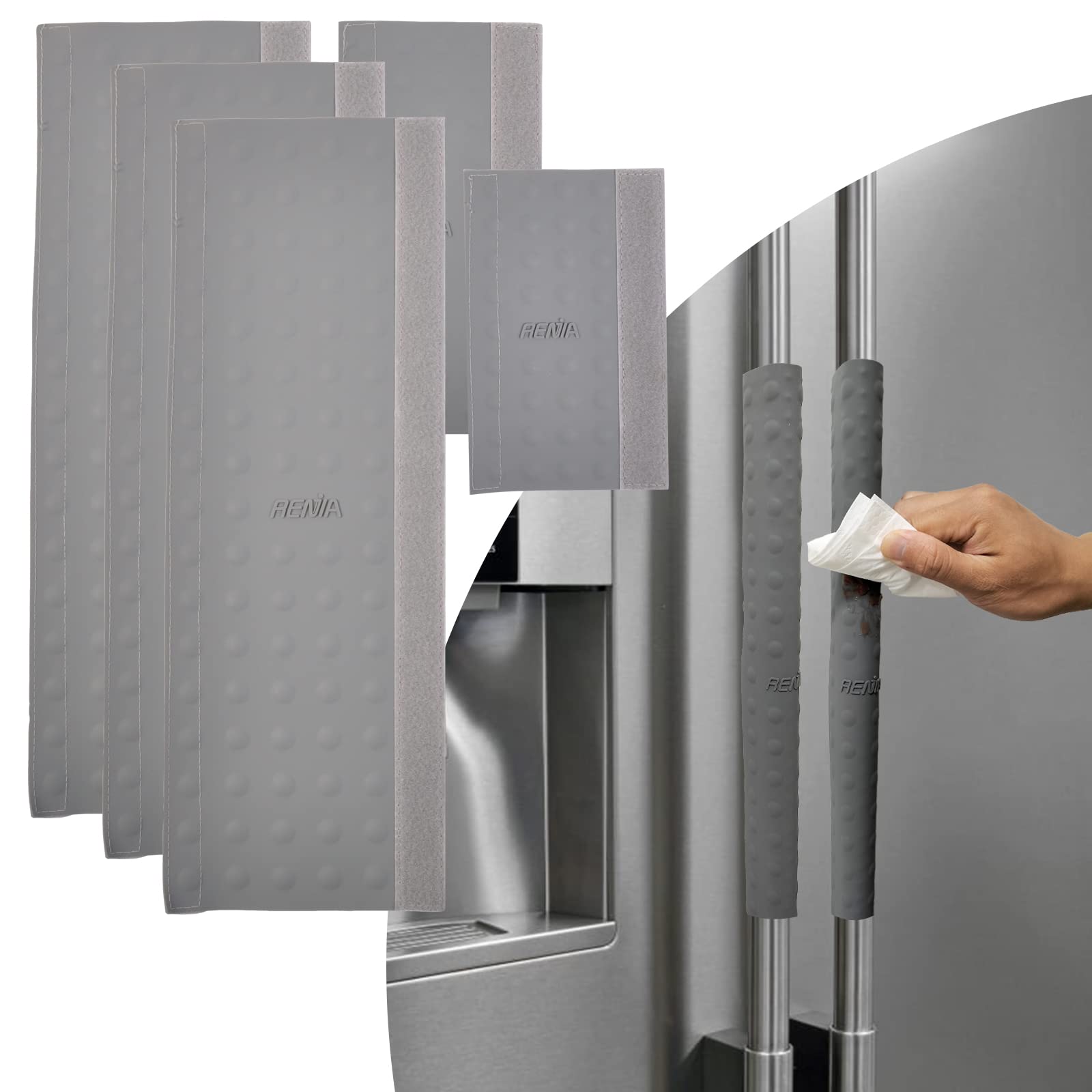Refrigerator Door Handle Covers Set for Fridge Microwave Oven Stove Bathroom Accessories, Kitchen Appliance Handle Protector from Smudges (5pcs, Grey)