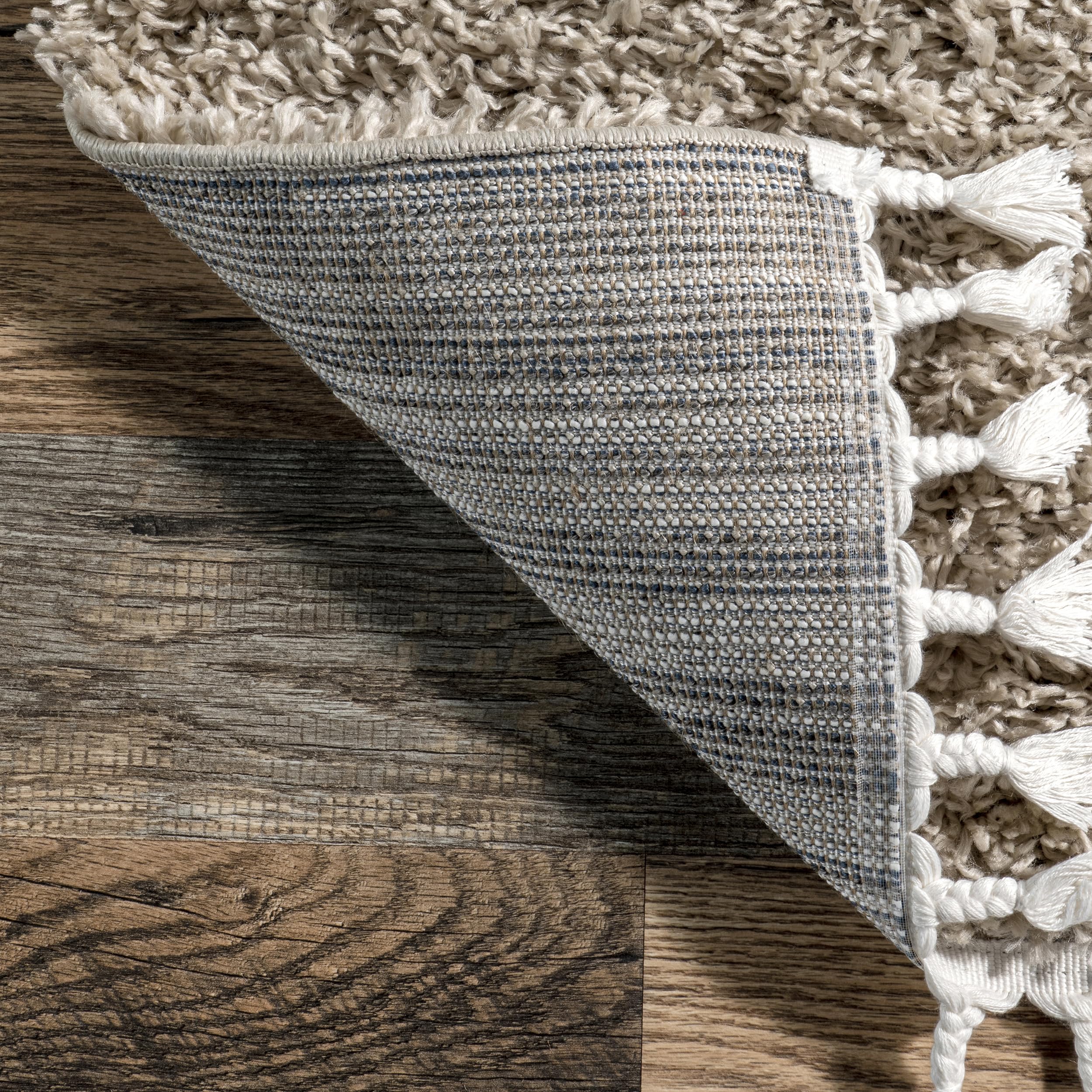 NuLOOM Neva Modern Tasseled Shag Area Rug, 5' Square, Beige