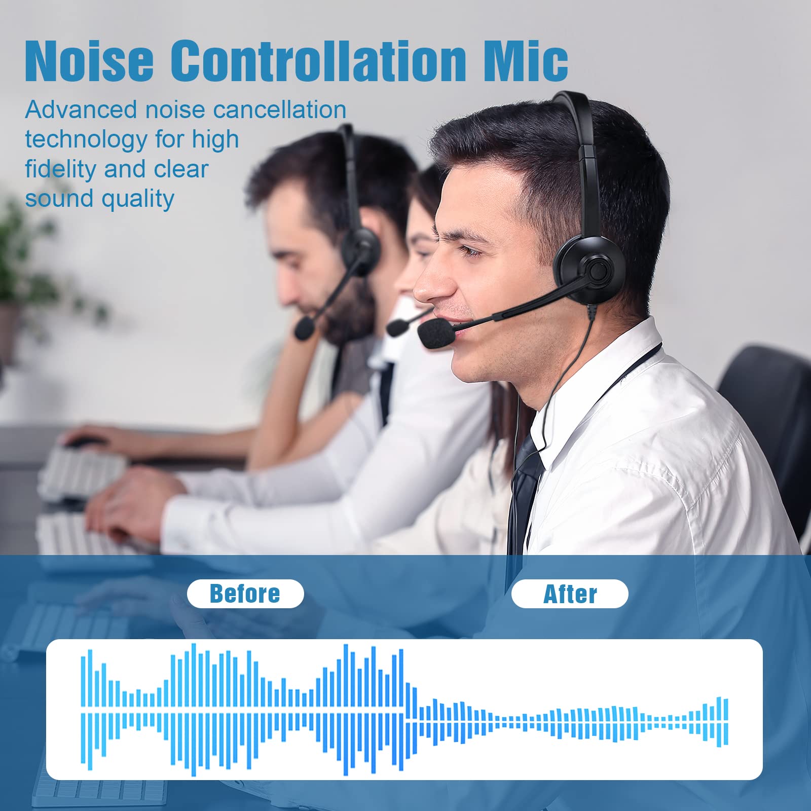 USB Headset with Noise Cancelling Microphone,3.5mm Jack Computer Headset with in-Line Call Control for for Skype, Zoom, Laptop, Phone, PC, Tablet, Home
