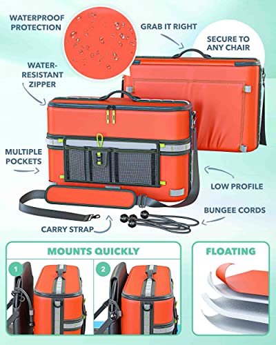 Skywin Kayak Cooler Behind Seat - Waterproof Kayak Seat Back Cooler- Compatible with Lawn-Chair Style Seats, Kayak Accessories Stores Drinks and Keeps Them Cool All Day Kayaking (Orange)