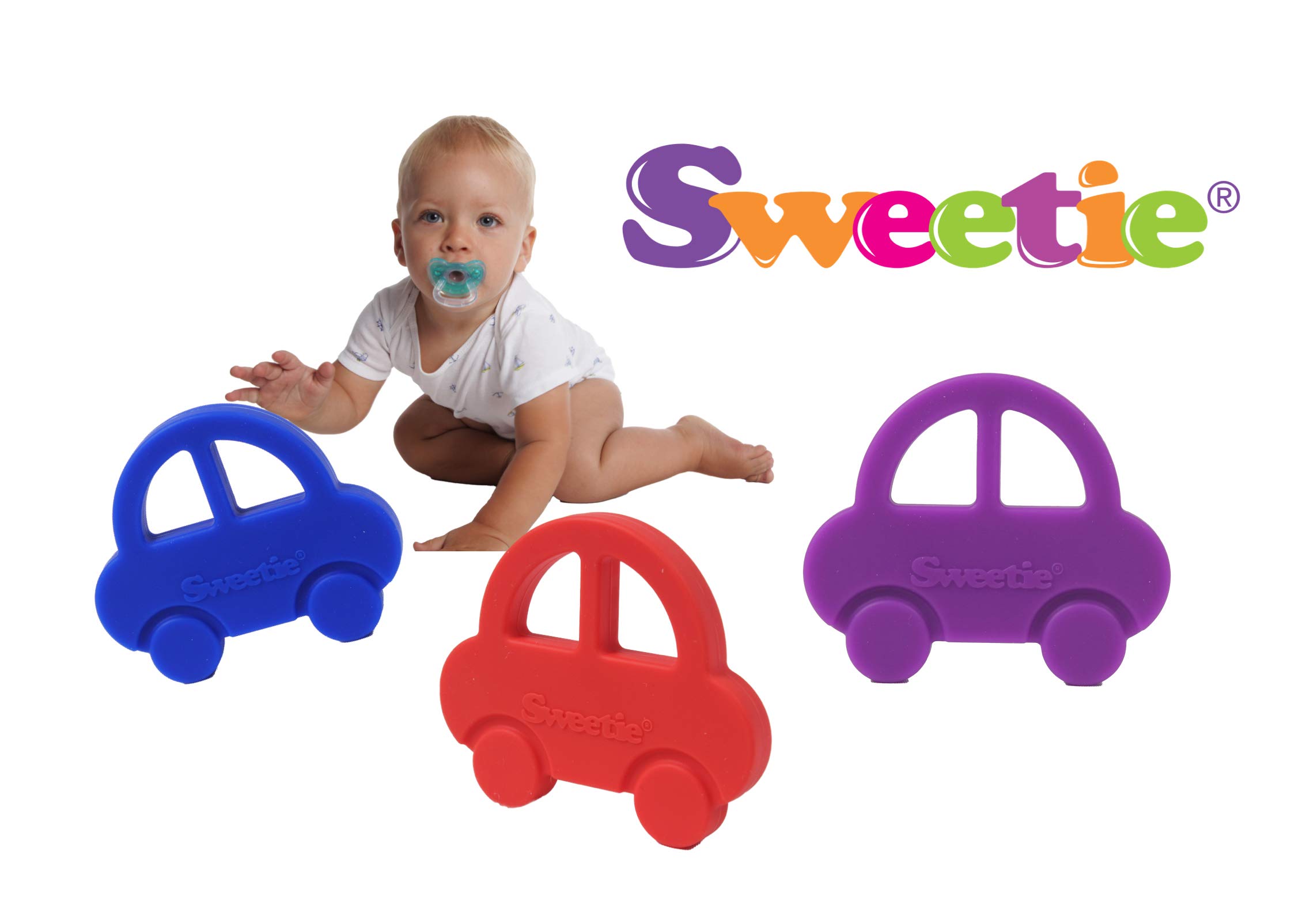 Sweetie Teether Teething Car Toys Silicone Teething for Babies Silicone for Baby Teething (Blue)