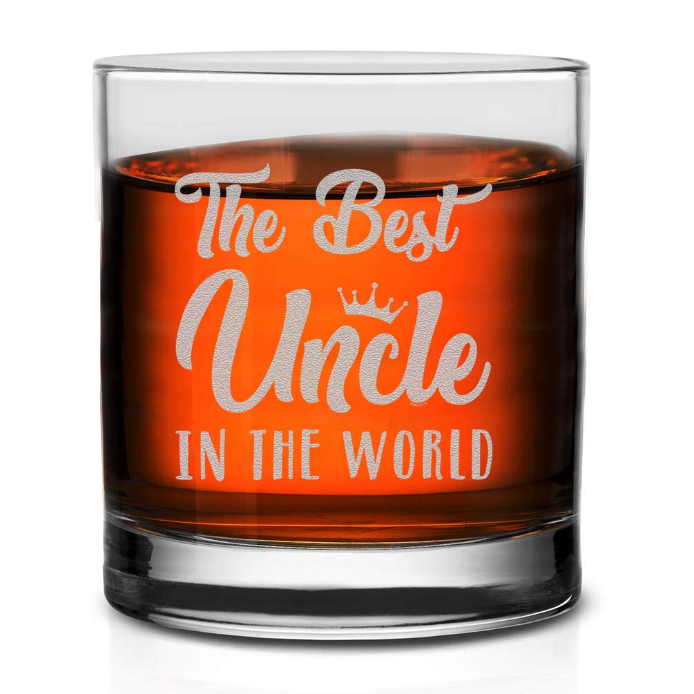 Veracco The Best Uncle In The World Whiskey Glass Funny Birthday Gifts Fathers Day For Dad (Clear, Glass)