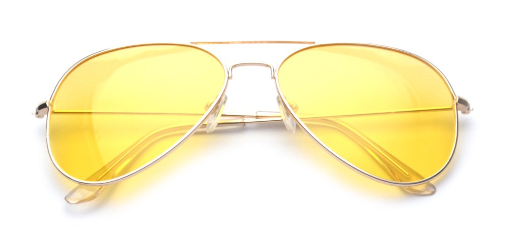 Outray Night Vision Polarized Aviator Sunglasses for Driving (Gold Frame/Yellow Lens, Yellow)