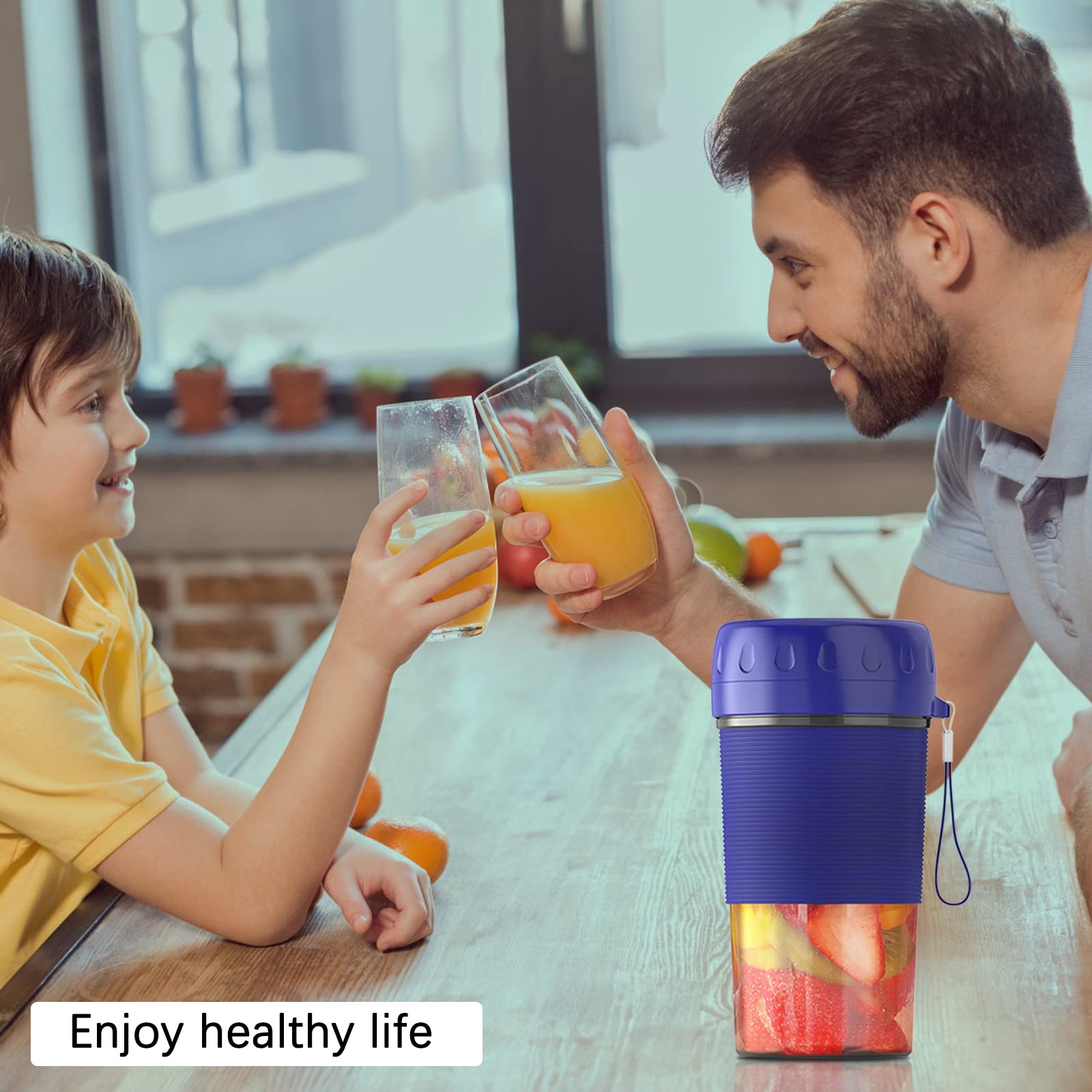 Portable Blender, LEGUWU Personal Size Blender Bottle for Smoothies and Milkshakes, USB Rechargeable Mini Juicer Cup with 4 Blades, 10 Oz Electric Blender Cup with BPA-Free