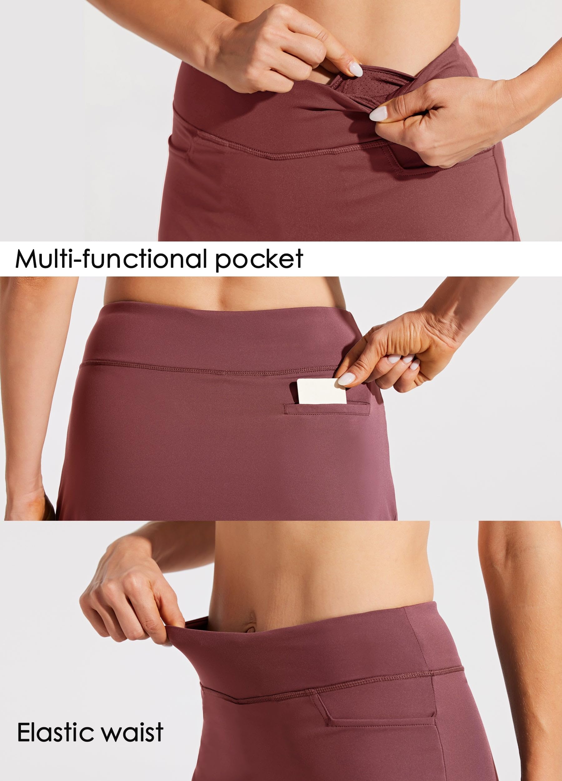 Willit Women's 17" Tennis Skort Skirts Golf Workout Skorts Running Athletic High Waisted Skirts with Pockets Red L