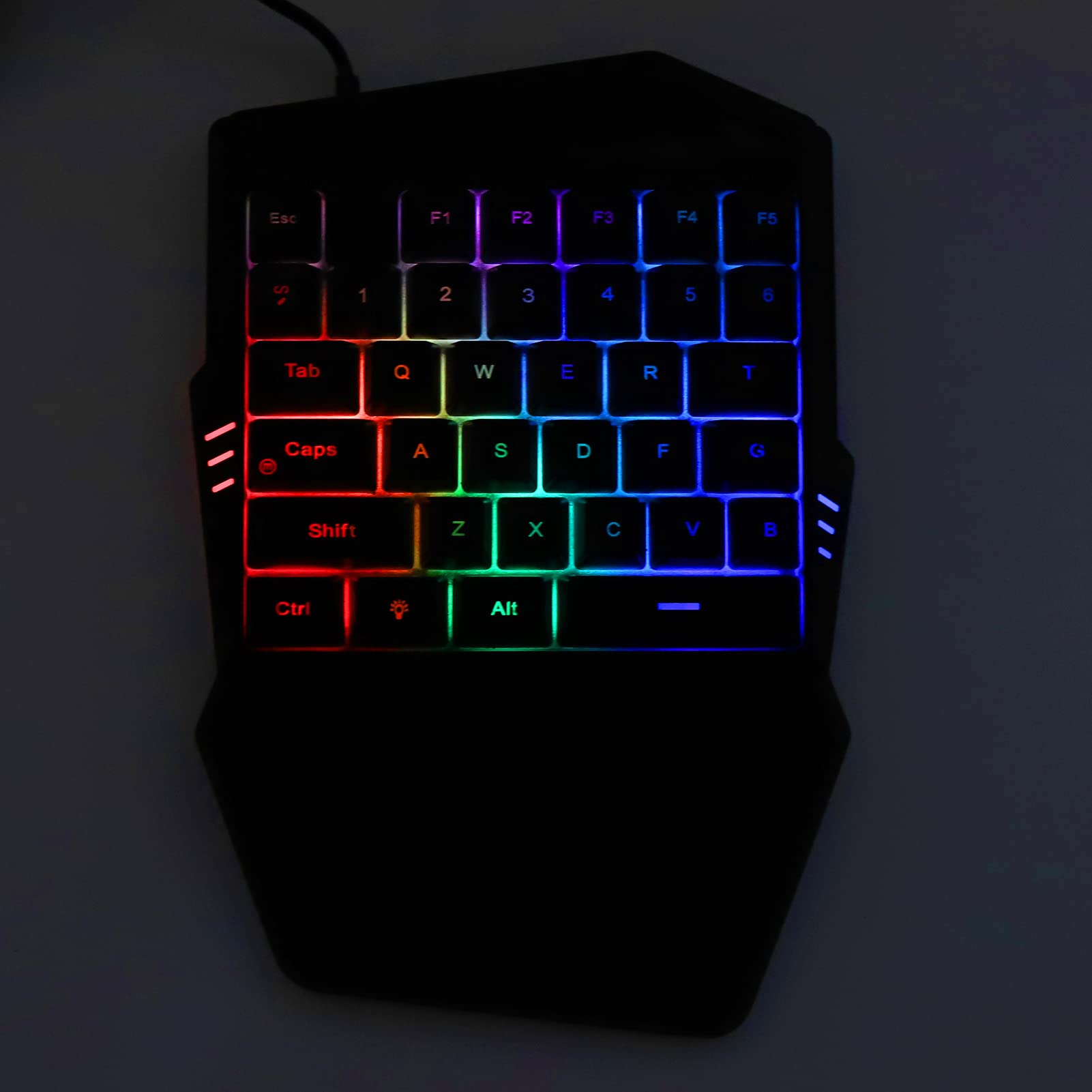 Zyyini One Hand Keyboard, USB Wired, RGB Backlit, Mini Half Keyboard, 35 Keys, 3ms Response time, Ergonomic Design, Plug and Play, for Gaming