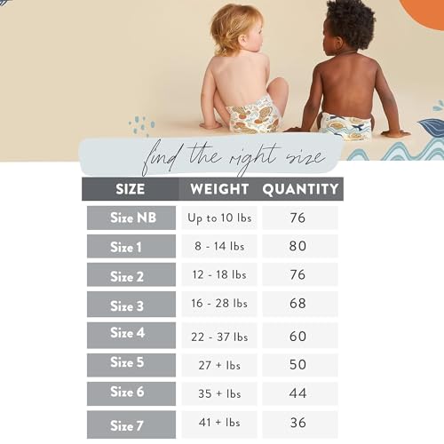 The Honest Company Clean Conscious Diapers | Plant-Based, Sustainable | Turtle Time + Dots & Dashes | Club Box, Size 2 (12-18 lbs), 76 Count