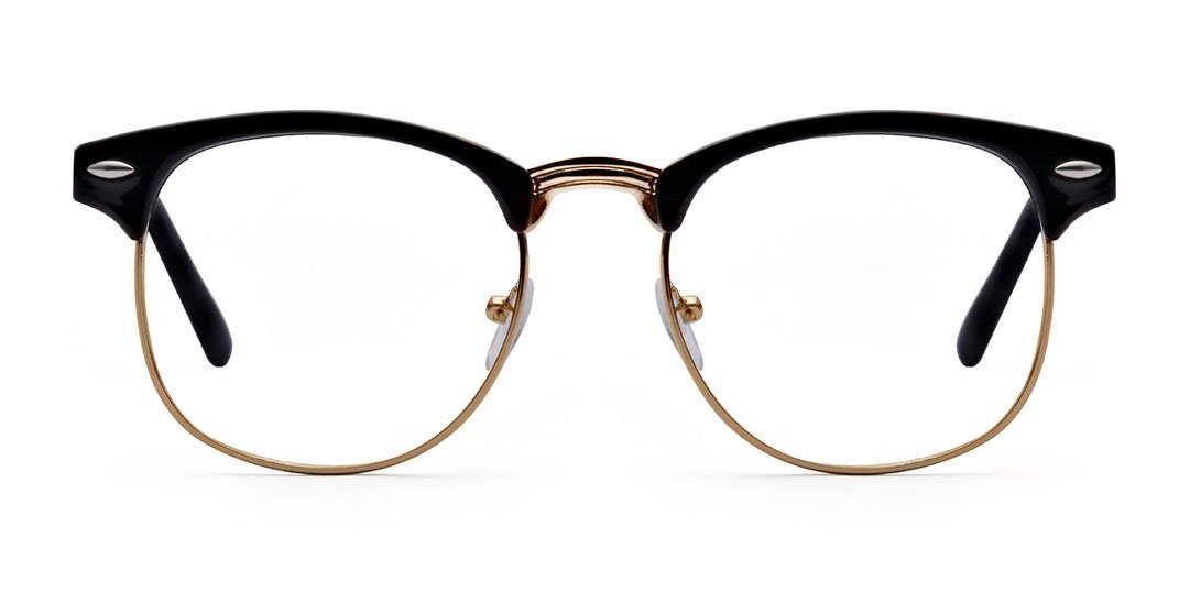 Outray Vintage Retro Classic Half Frame Horn Rimmed Clear Lens Glasses for Men Women 2135c1 Black/Gold
