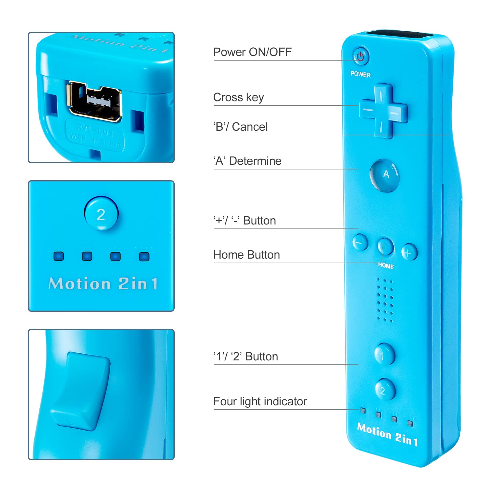 Wii Remote Controller 2 Packs Wireless Wii U Motion Plus Remote Controller with Silicone Protective Case and Wrist Strap Compatible for Nintendo Wii and Wii U (Pink and Blue)