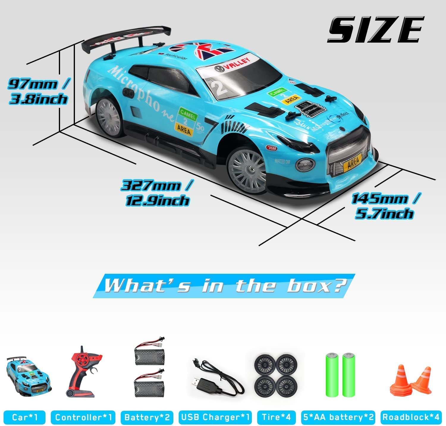 RACENT Remote Control Car - RC Drift Car 1:14 2.4Ghz 4WD 25KPH High Speed Sport Racing Vehicle