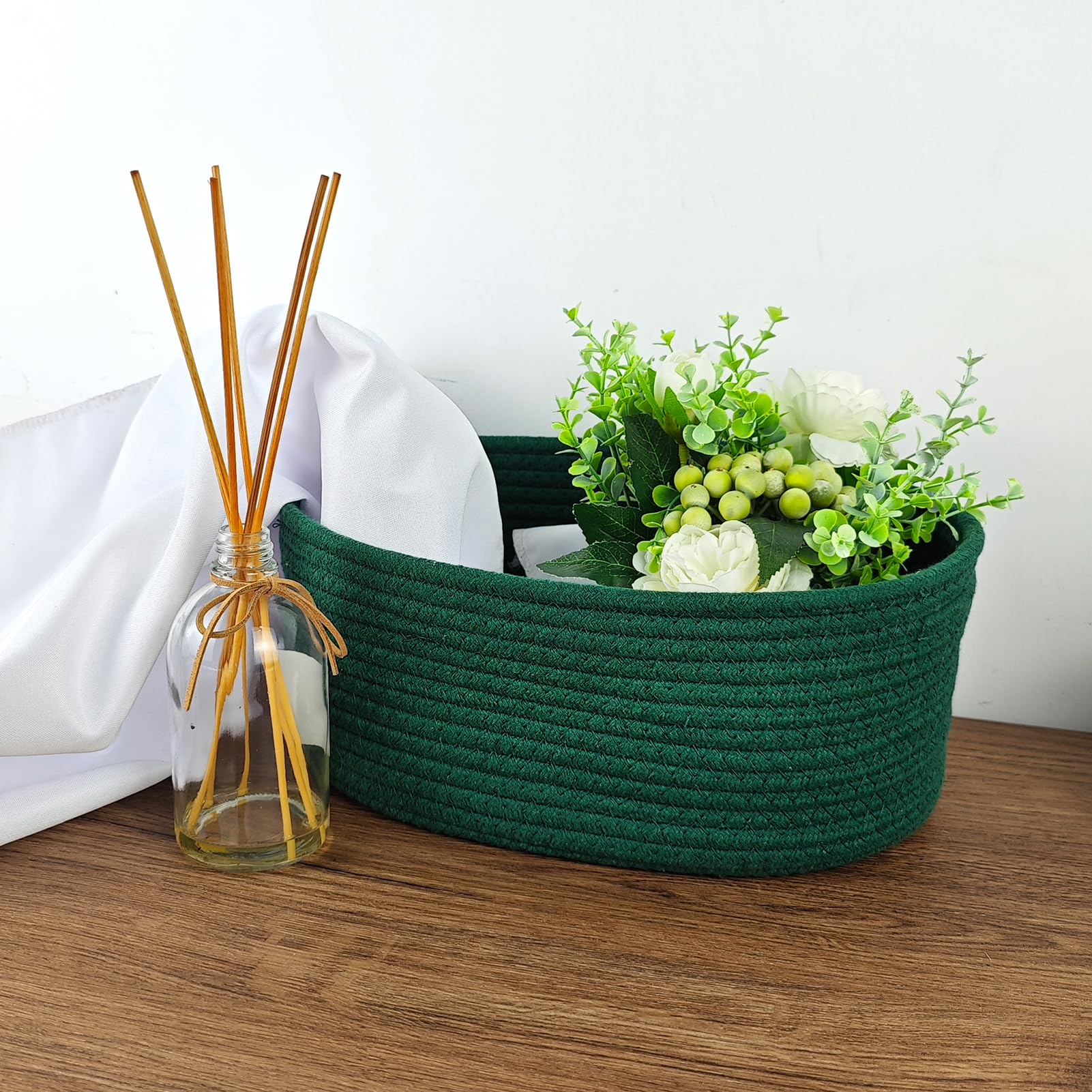 Storage Baskets, Basket Organizer And Shelf Basket, Toy Basket, Small Basket With Handle, Open Storage Box, Green 13x8.66x5.11 Inches(3PCS)