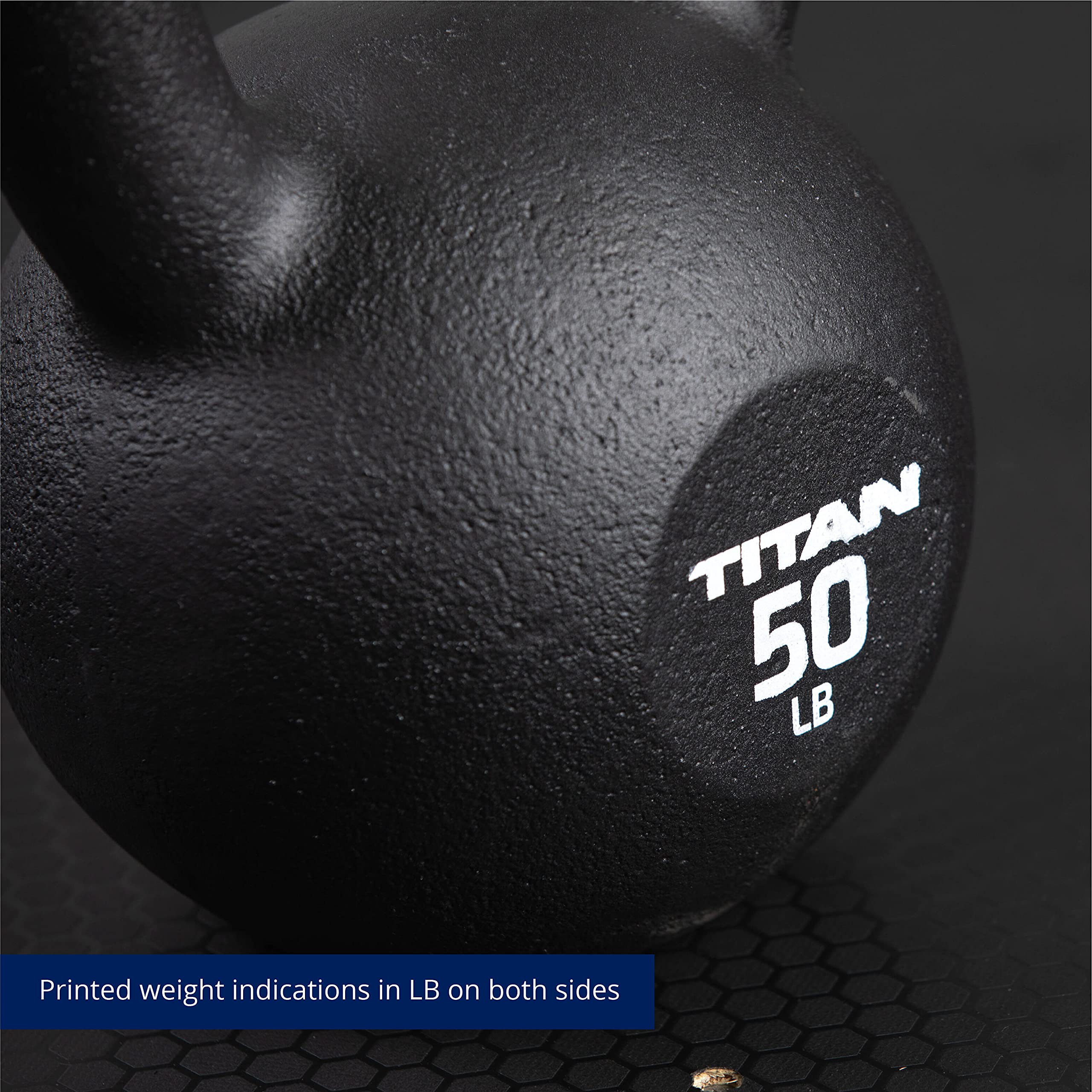 Titan Fitness 50 LB Cast Iron Kettlebell, Single Piece Casting, LB Markings, Full Body Workout