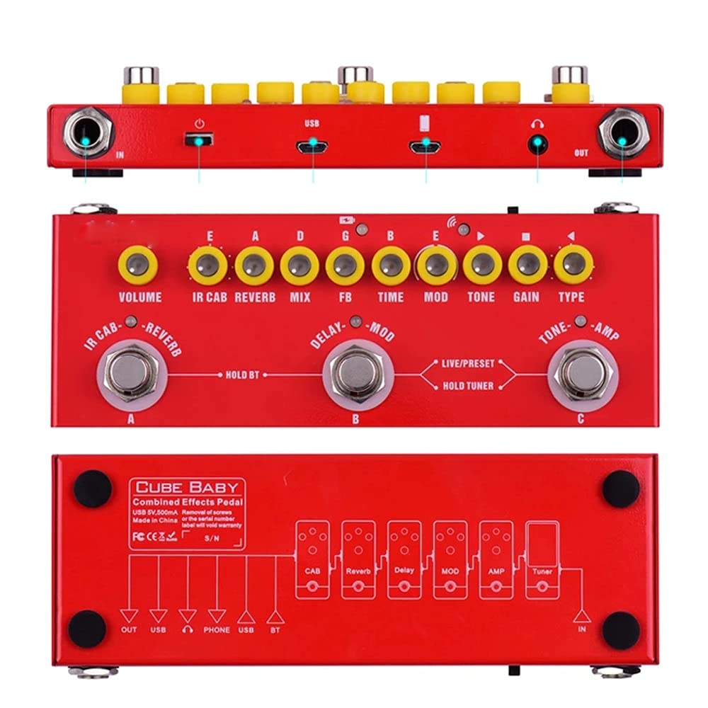 ZYZMH Portable Multi-Functional Electric Guitar Effects Pedal Guitar Built-in Battery Phone Recording Guitar Pedal