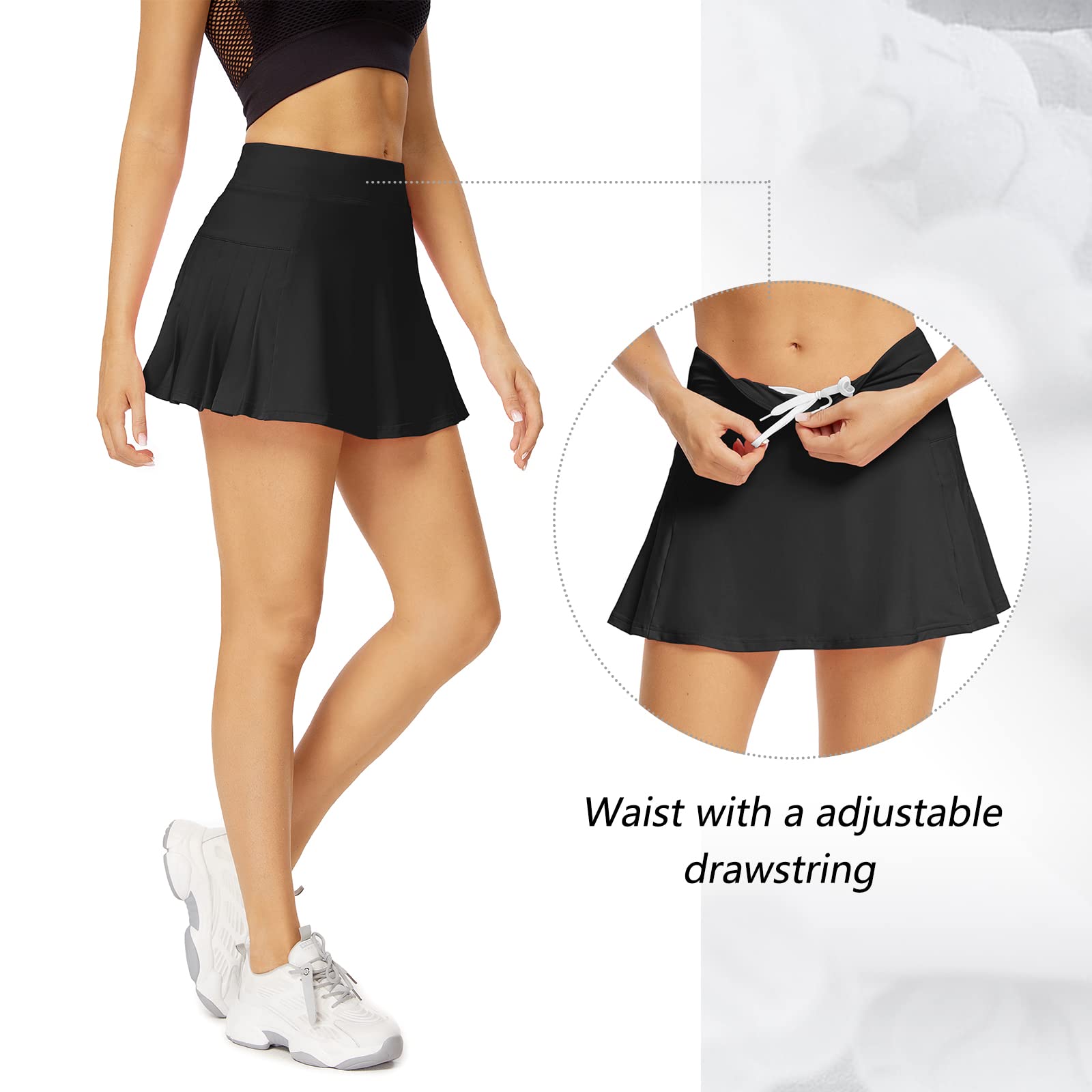 Tennis Skorts Skirts for Women Mini High waisted Pleated Golf Athletic Skater Skirts with Pockets