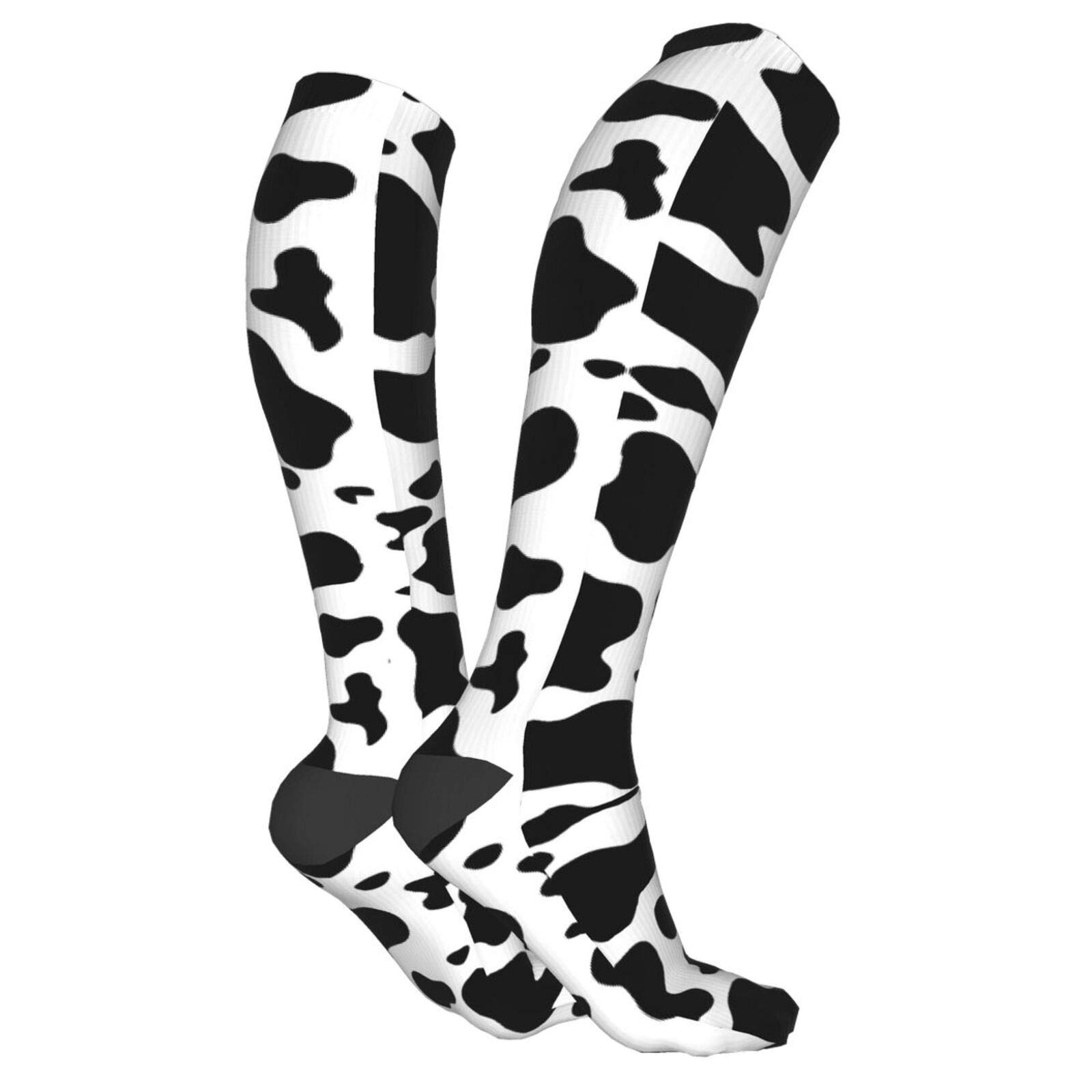 YAMADEI Cow Spot Compression Socks For Women & Men Best Graduated Athletic,Running, Flight Travel,Cycling