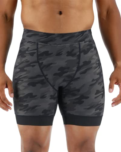 TYR Men's Standard Durafast Elite Athletic Jammer Swimsuit, Black Camo, 36