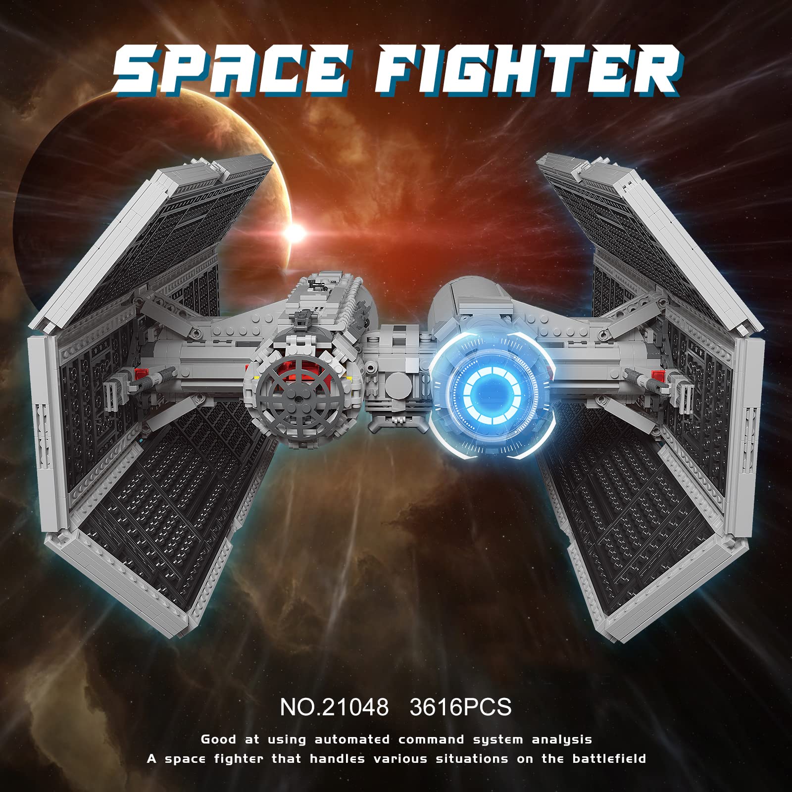WLOXBKF MOC Imperial TIE Fighter Building Kit;Spaceship Model Kits, 3616+Pcs Star Plan Toys UCS Collectible Set for Adults, STEM Projects Educational Birthday Gifts Blocks
