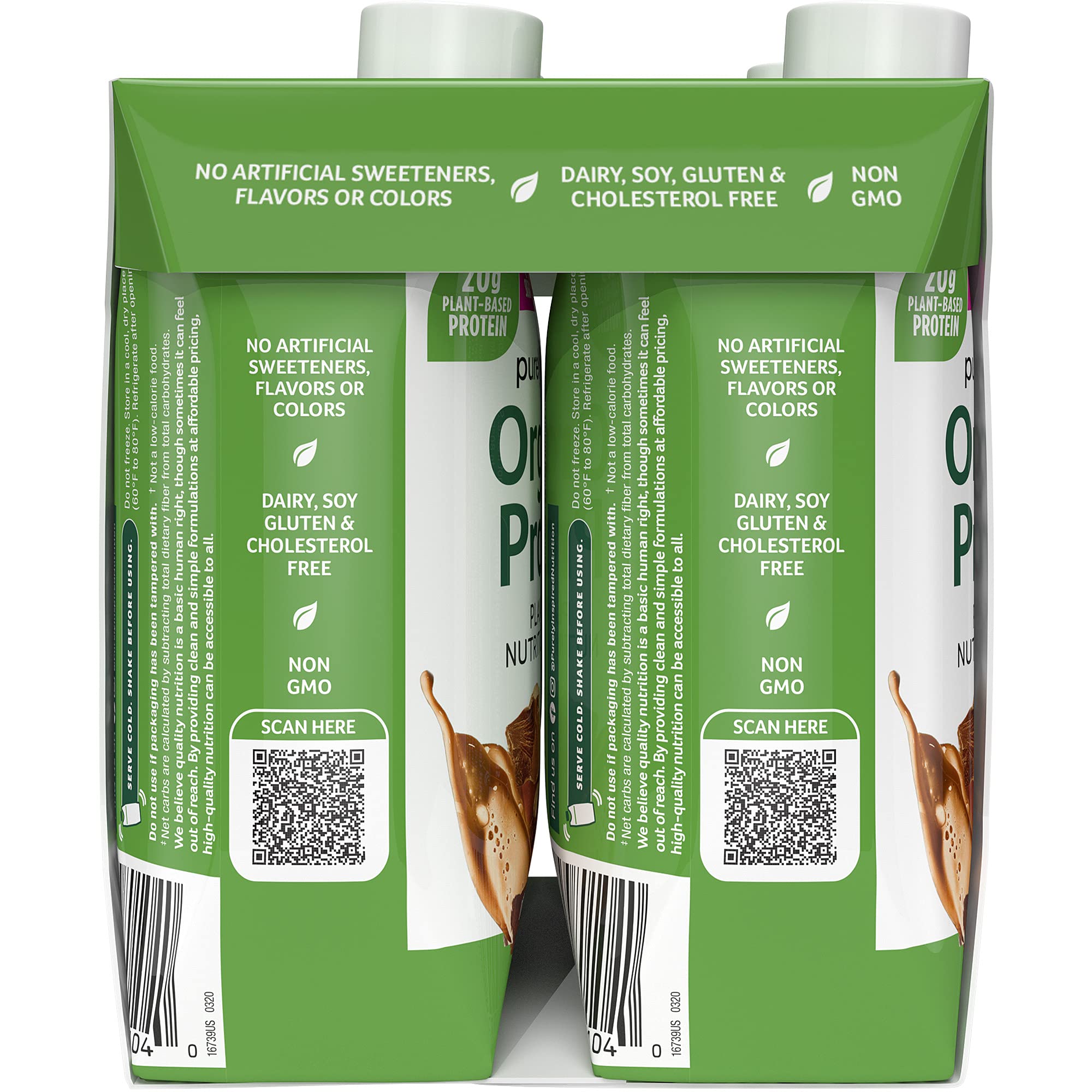 Purely Inspired Ready to Drink Organic Protein Shake, Decadent Chocolate (12 Pack) - Plant-Based RTD Nutritional Protein Drinks - Zero-Sugar & Gluten-Free Meal Replacement Drink Liquid Protein