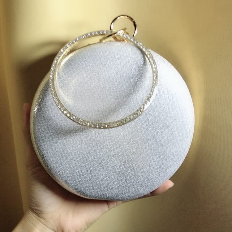 ZHUHW Mini Round Shaped Crystal Diamond Bags Hasp Shoulder Chain Bridal Handbags Wedding Clutches (Color : E, Size : 1)