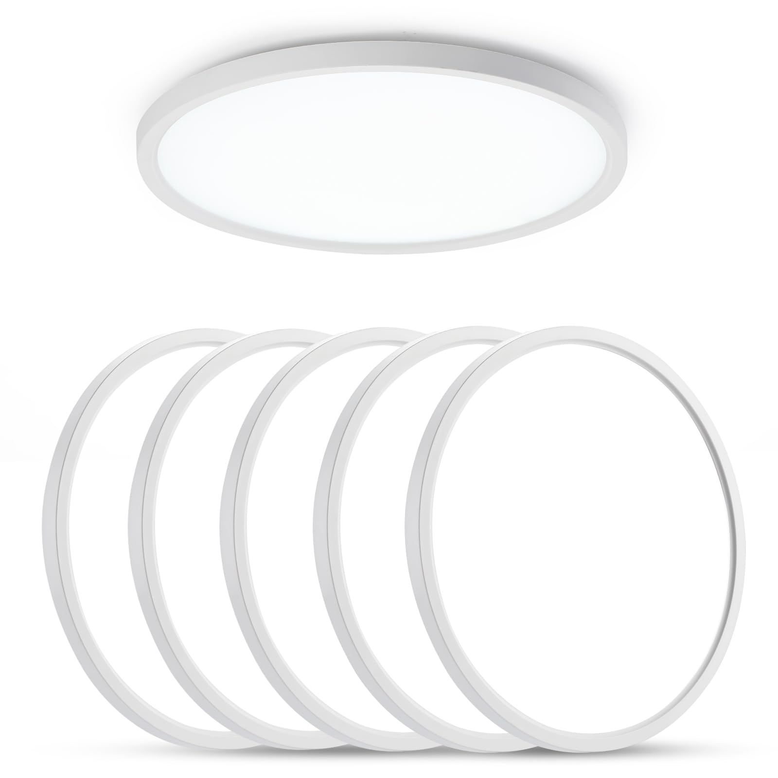 ocioc 4 Pack 12 inch Ceiling Light, 24W 5000K Flush Mount LED Ceiling Light Fixtures for Hallway, Porch, Laundry Room, Stairwell White