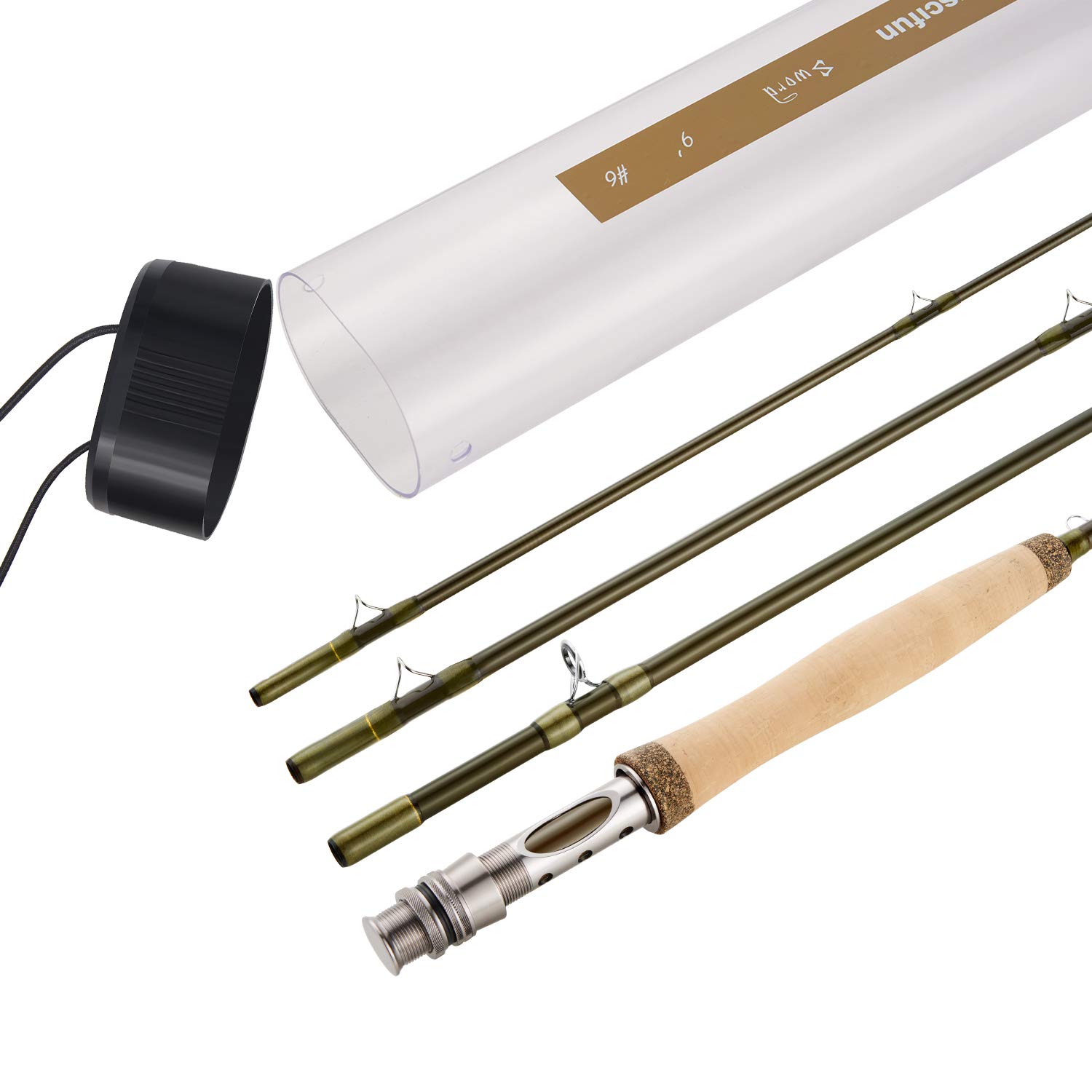 Piscifun Fly Fishing Rod 4 Piece 9ft Graphite - IM7 Carbon Fiber Blank - Accurate Placement - Ingenious Design - Chromed Guide and Durable Rod Tube 5wt