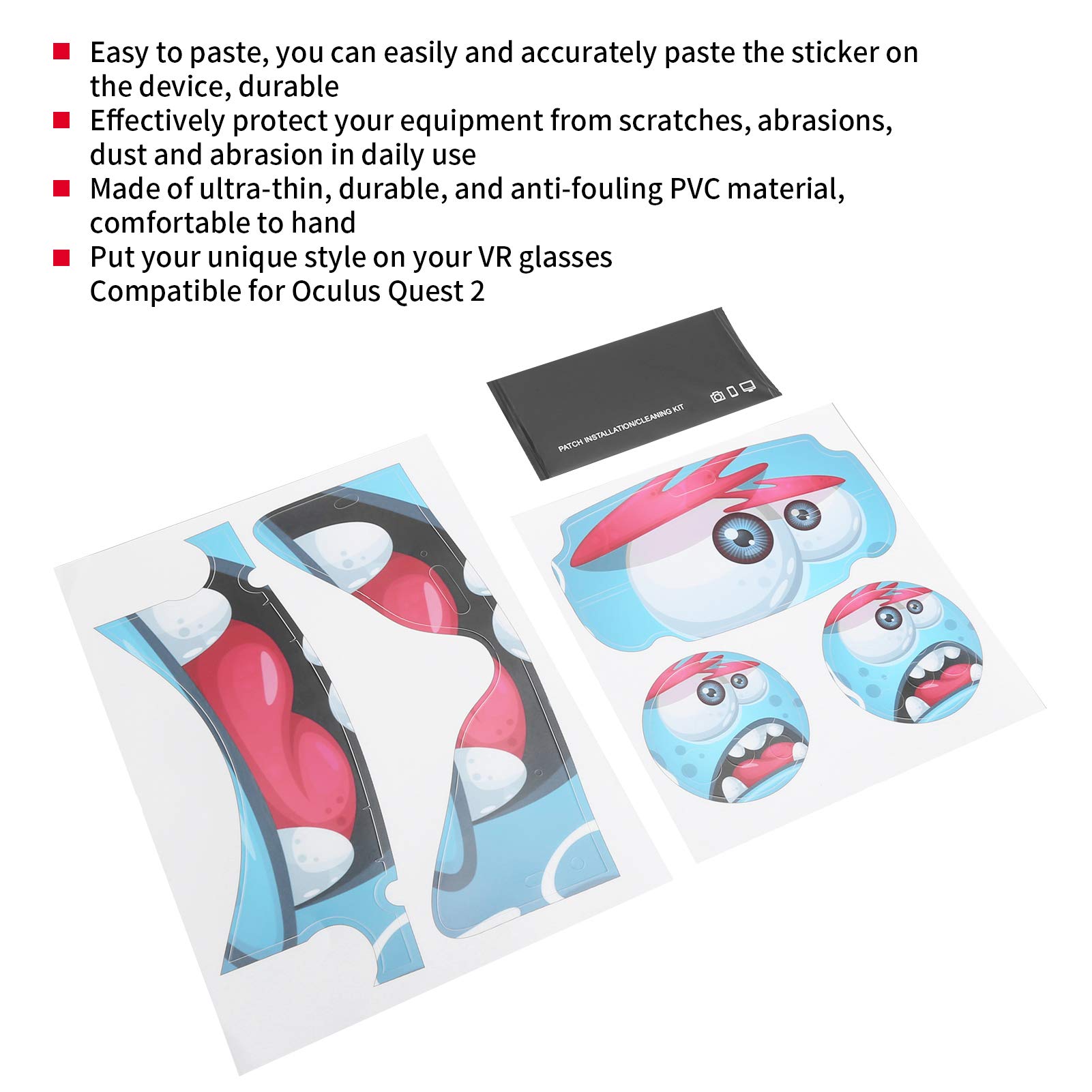 VR Headset and Controller Skin for Oculus Quest 2, VR Glasses Controller Headset Decal Stickers, PVC Protective Skin Cover Set, Virtual Reality Gaming Accessories