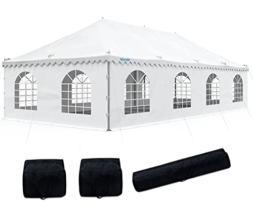 Quictent 20x40 Fire Retardant Pole Party Tents Heavy Duty PVC Vinly Pole Tent Wedding Party Canopy with Carry Bags