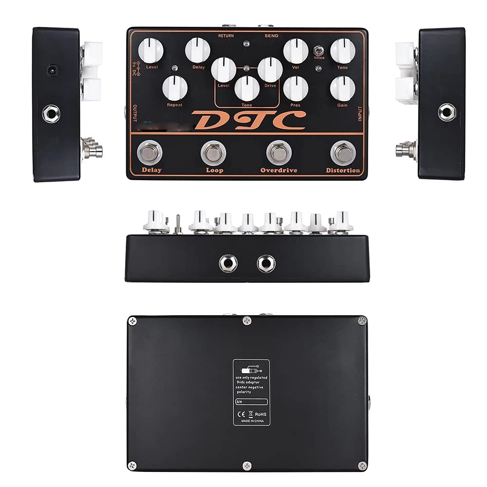 ZYZMH Electric Guitar Effects Pedal Guitar Pedal 4-in-1 Distortion Overdrive Loop Delay Strings for Guitar Accessories