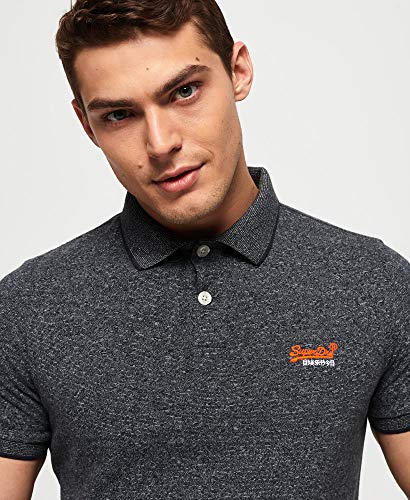 Superdry Mens Orange Label Jersey Polo Shirt Volcanic Black Feeder Size XXL