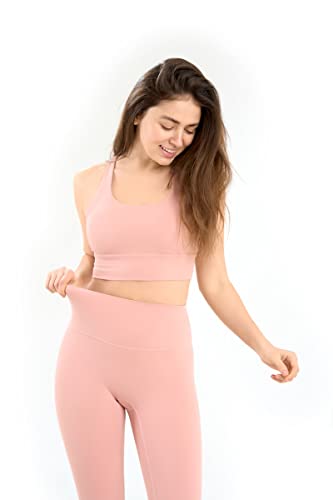 Women 2 Piece Yoga Seamless Sets (Pink, Small)