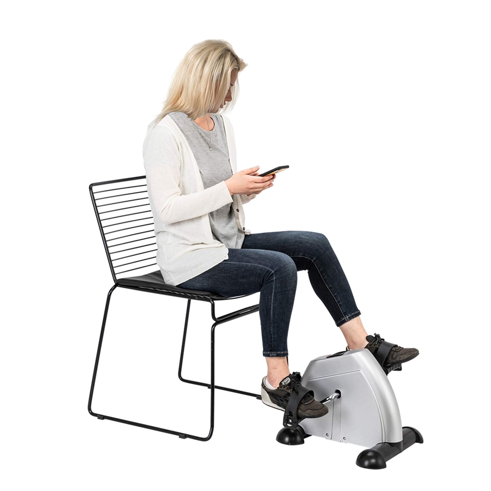 YUFUDE Mini Exercise Bike, Under Desk Bike Pedal Exerciser Foot Cycle Arm & Leg Pedal Exerciser with LCD Screen Displays