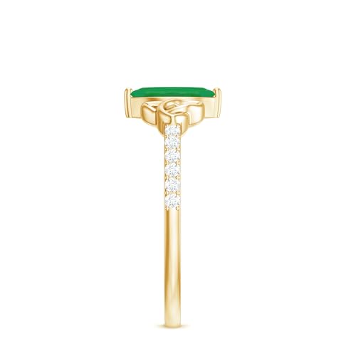 Rosec Jewels Natural Emerald Solitaire Celtic Knot Ring with Diamond, AAA Quality, Certified Emerald Diamond Promise Ring, 14K Yellow Gold, Size:US 7.00