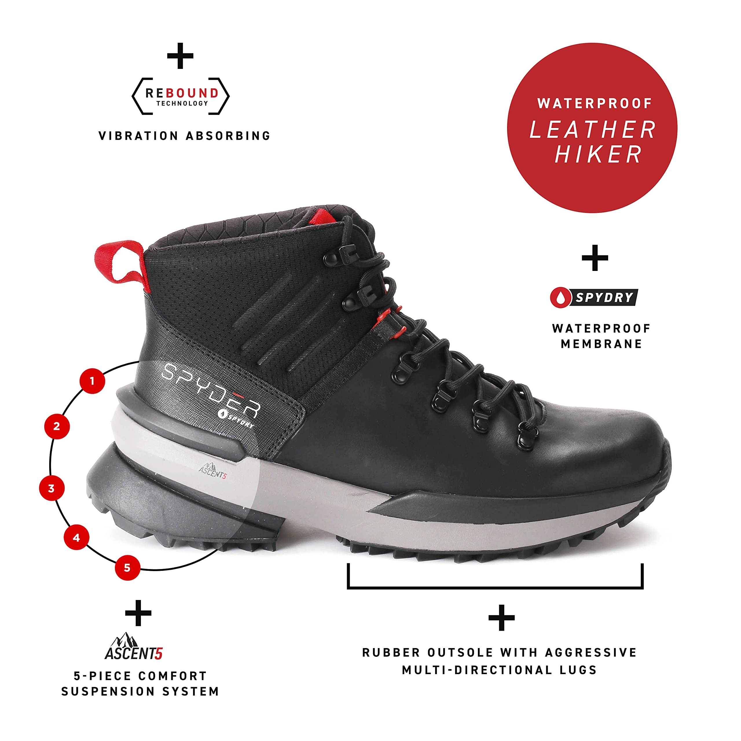 Spyder Men's Hiking Boots, Dark Grey, 10