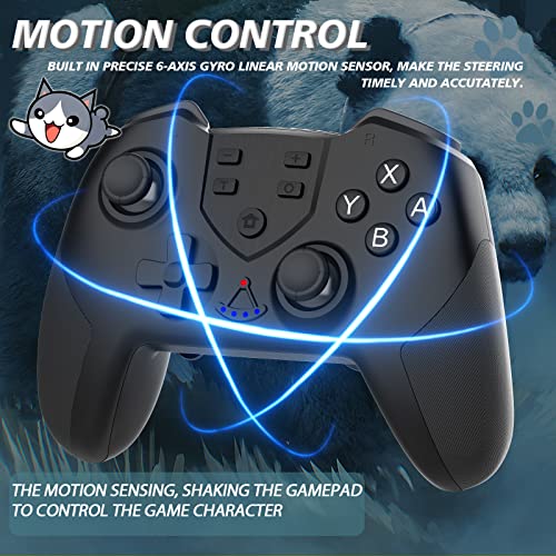TERIOS Wireless Pro Controller Compatible with Nintendo Switch,Switch Lite - Premium Joypad for Video Games - 3 Levels of Turbo Speed - Adjustable Vibration Intensity - 800mAh Battery (Dark Black)