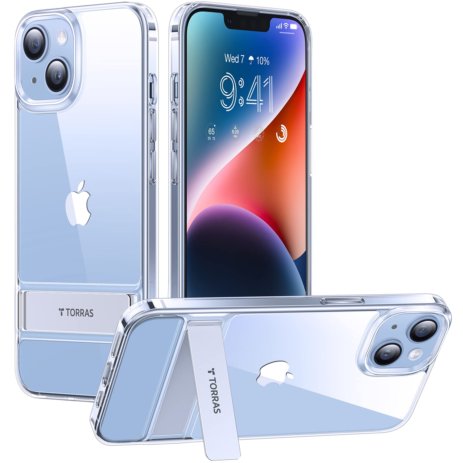 TORRAS MoonClimber for iPhone 13 Pro Max Case, [3 Stand Ways][Non-Yellowing & Military Grade Shockproof] Protective Slim Hard Clear Phone Case with Stand 6.7'' 2021, Crystal Clear