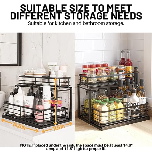 Under Sink Organizer - 2 Tier Pull Out Cabinet Organizers and Storage, 3 Baskets Slide Out Kitchen Organization for Counter Space, for Bathroom, Pantry, Laundry Room, New Home Essentials
