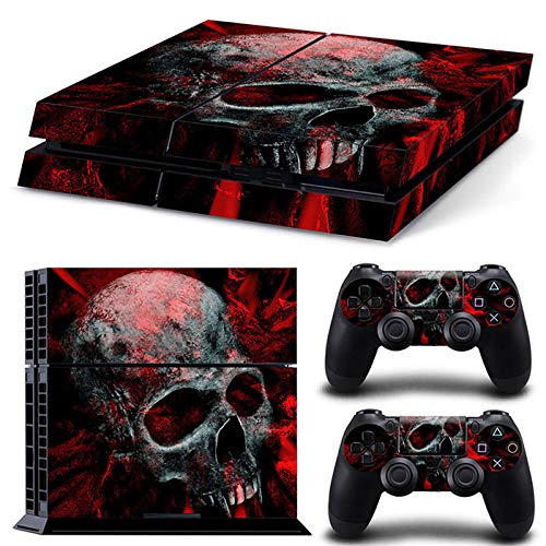UANDM Vinyl Skin Sticker for Playstation 4, Yellow PS4 Console and Controllers Skins Wrap Vinyl Sticker Decal Cover -Big Skull