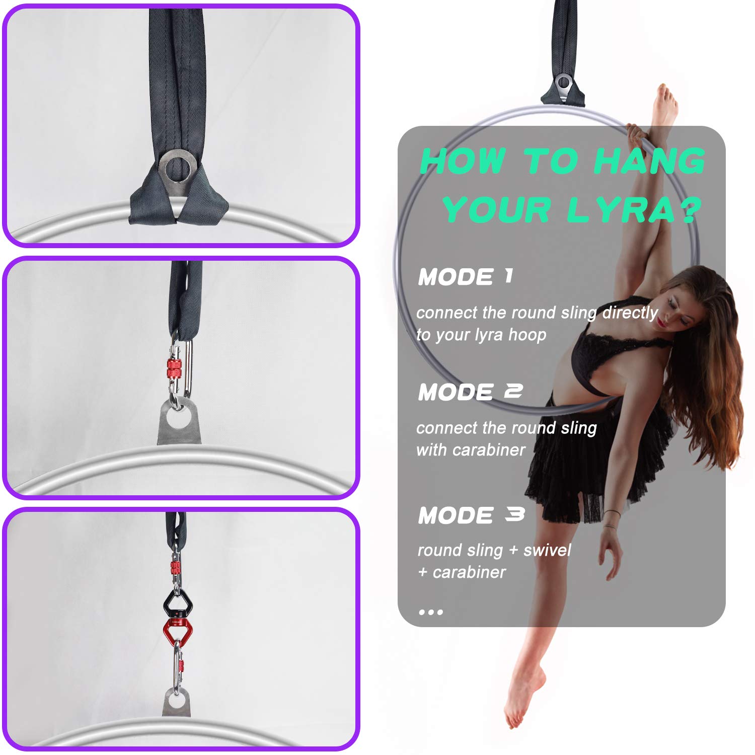 TESLANG Aerial Hoop, Lyra Hoop Set Stainless 85cm/90cm Single Point Hoops Circus for Beginners Professionals, Aerial Ring Kit with Rigging Carry Bag, Aerial Yoga Equipment, WILL 660 LBS (300KG)