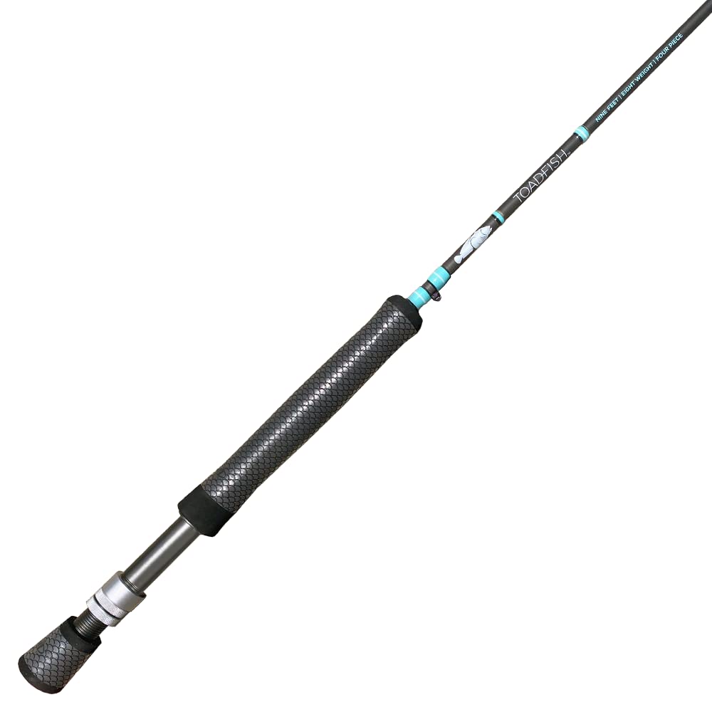 Toadfish Fly Fishing Rod 4-Piece 9 FT 8WT with Aluminum Rod Tube + Extra Tip Section