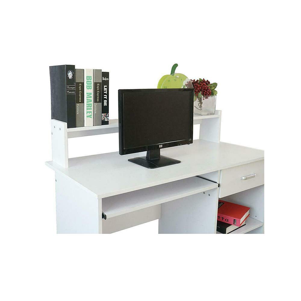 Thaweesuk Shop White Writing Table Computer Desk Laptop Pc Wood Workstation Study Office Home Work Furniture E1 15mm Chipboard 43.3" x 19.69" x 37.4" (LxWxH)