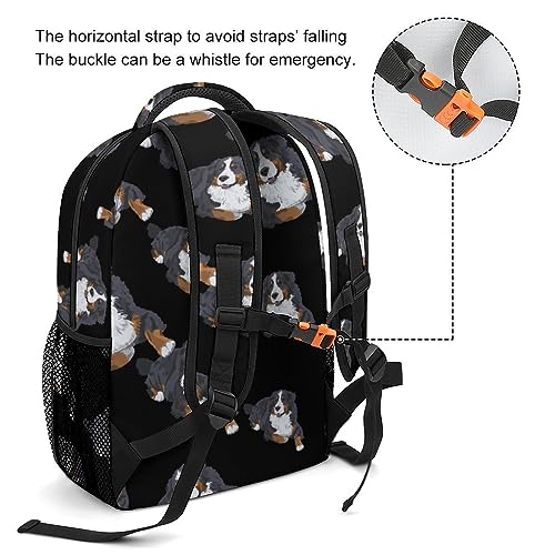 Swiss Bernese Mountain Dog Travel Laptop Backpack Casual Daypack with Mesh Side Pockets for Book Shopping Work