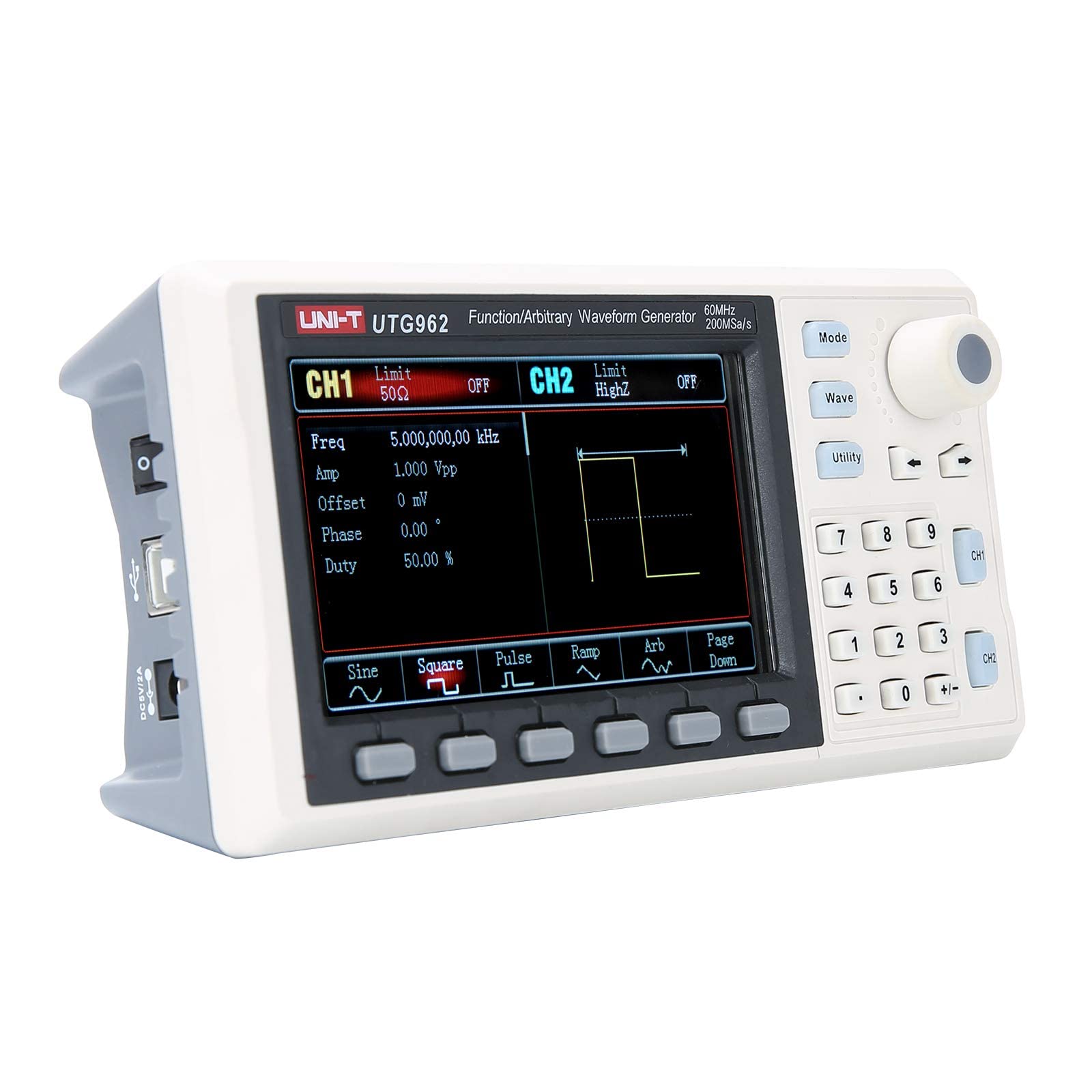 UNI-T UTG932E Signal Generator, 60MHz DDS Function Arbitrary Waveform Generator with 4.3 inch LCD, 200MSa / s 2-Channel Frequency Meter Generator for Testing