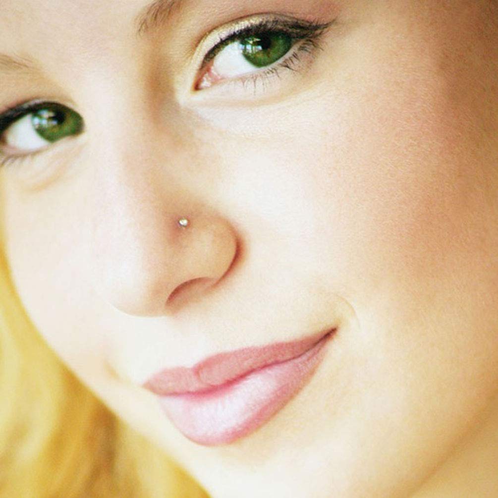 SLVIEKAE 40Pcs Nose Ring Hoop Nose Stud Piercing Hoop Cartilage Tragus Ear Piercing SetNose Studs CZ Hoop Tragus Cartilage Nose Ring Nose Piercing Jewelry (White)
