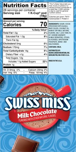 Swiss Miss Milk Chocolate Hot Cocoa Keurig Single-Serve K Cup Pods, 28 Count