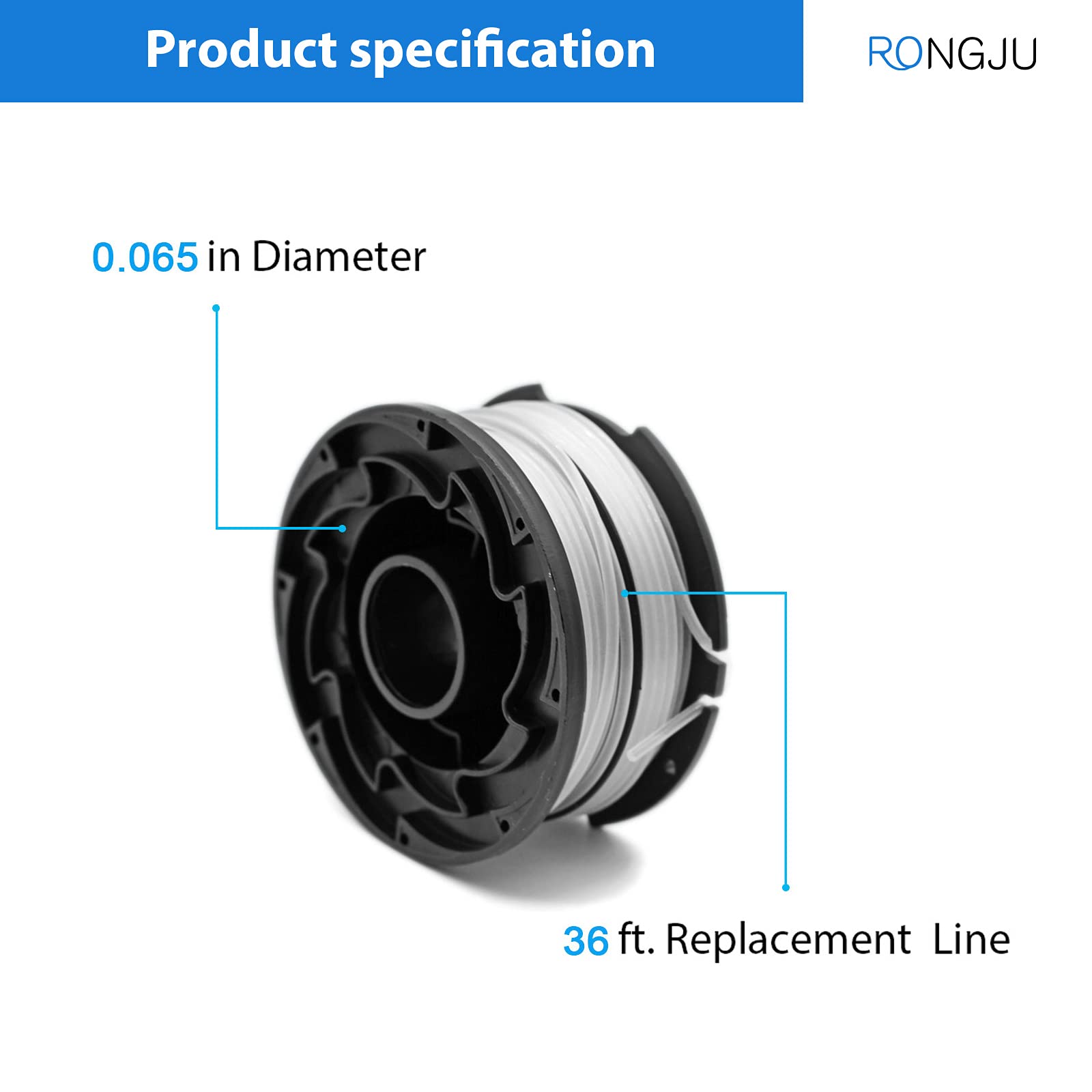 RONGJU 6 Pack Weed Eater Replacement Spools for Black and Decker GH3000 GH3000R LST540 LST540B String Trimmer Spool SF-080 SF-080-BKP with 20ft 0.080" Trimmer line